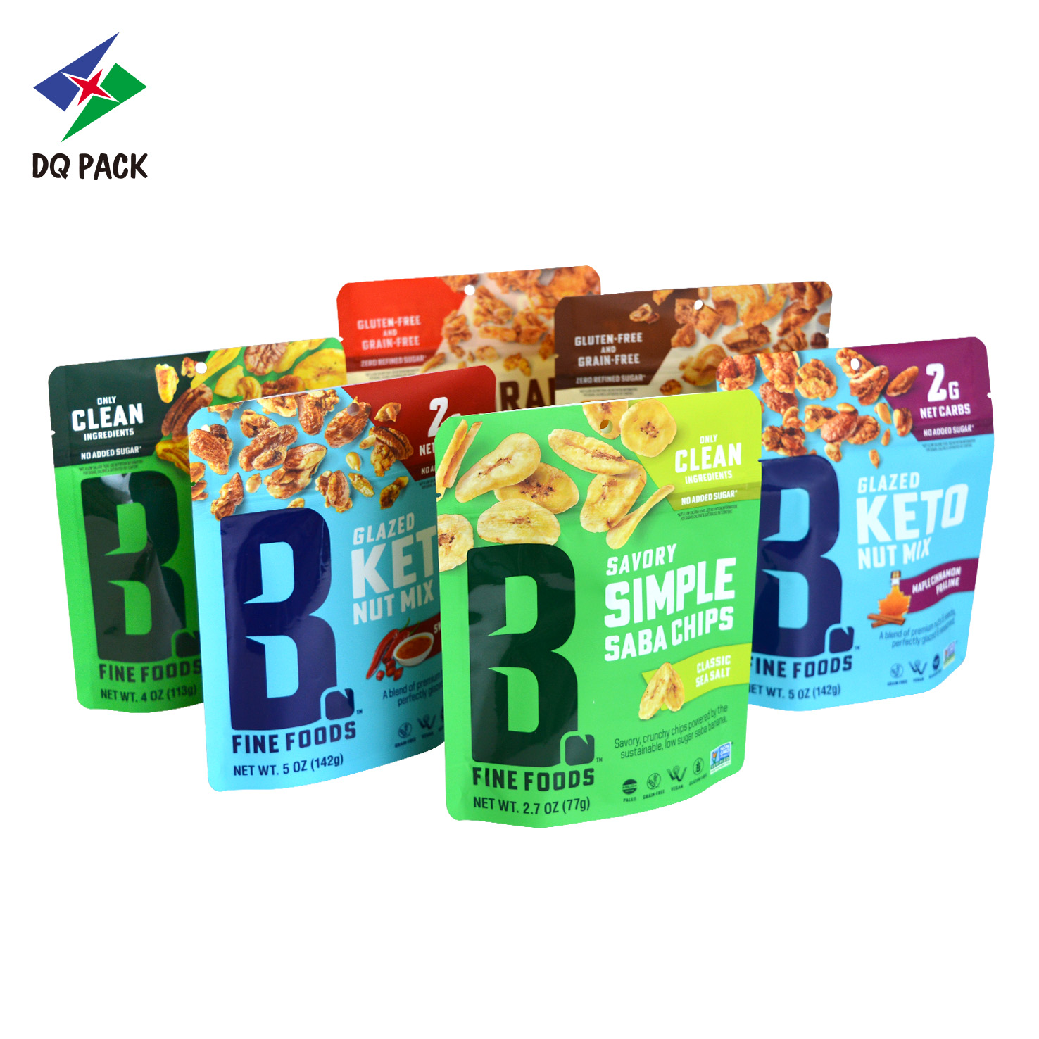 China DQ PACK Colorful Design Stand Up Zipper Pouch UV Printing Nuts ...